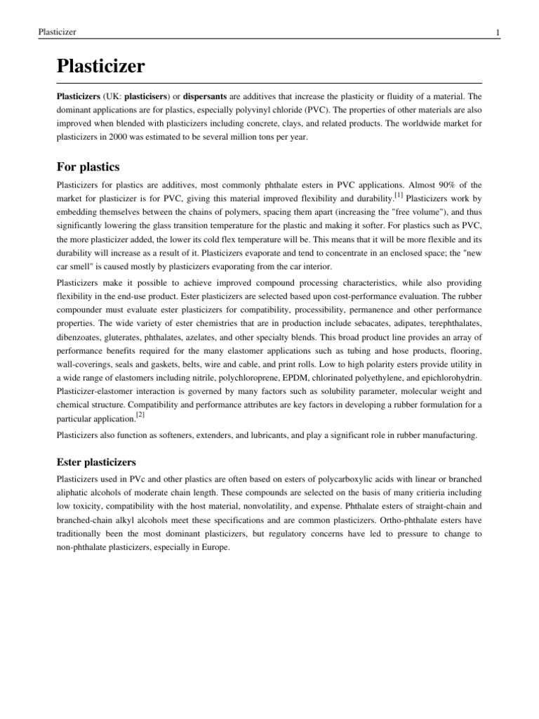 Plasticizer | PDF | Amorphous Solid | Building Materials