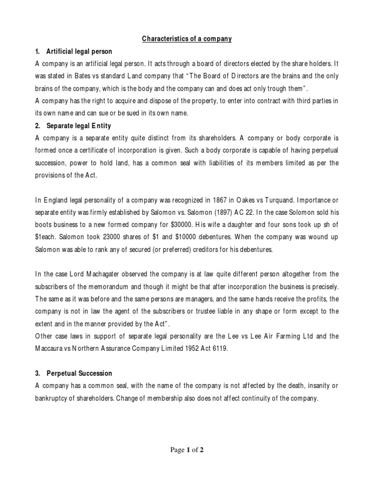 Characteristics of A Company | PDF