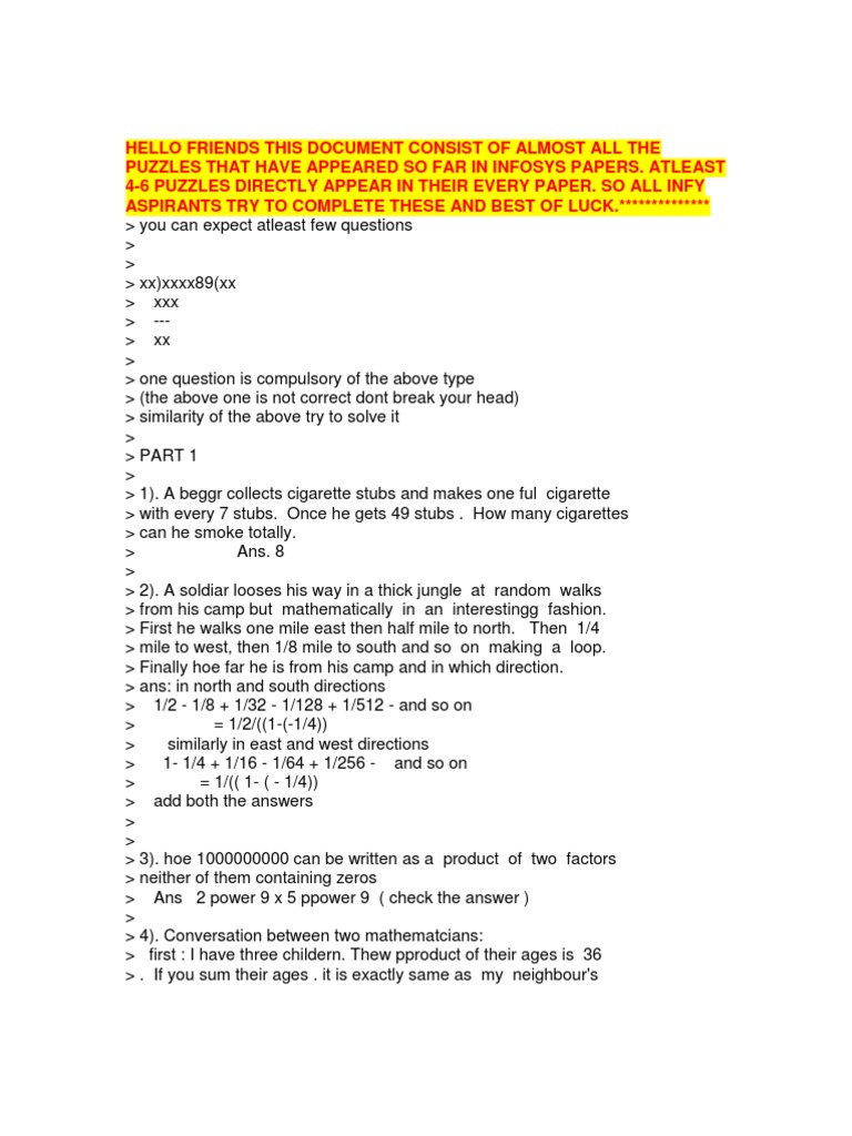 INFOSYS IQ Questions | PDF | Green | Yellow