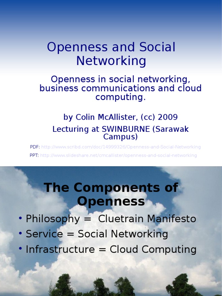 Openness and Social Networking Slide Show | PDF | Web 2.0 | Internet