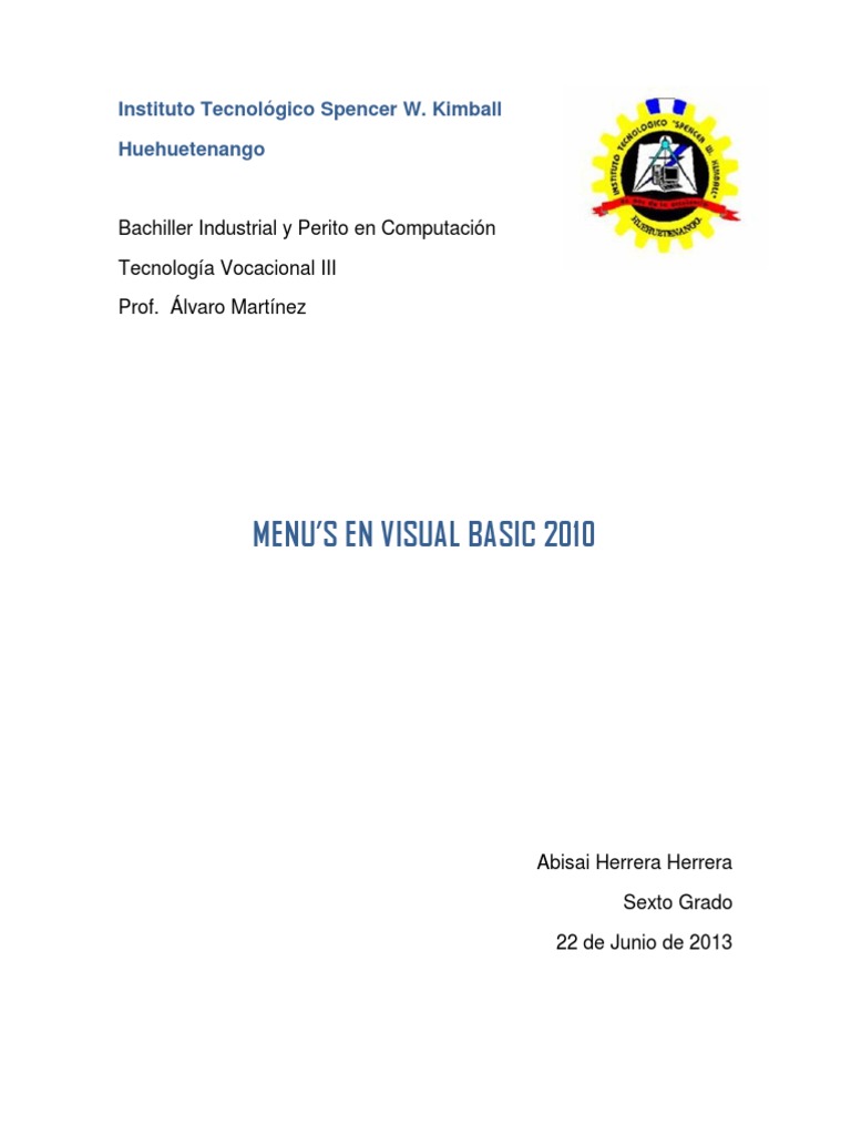Menús en Visual Basic 2010 | PDF | Básico | Microsoft Visual Studio