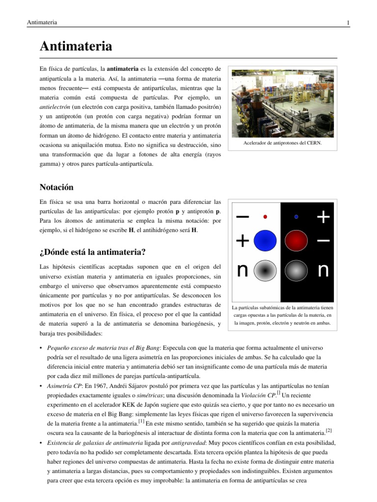 Antimateria: Definición y Usos | PDF | Cosmología Física | Física teórica