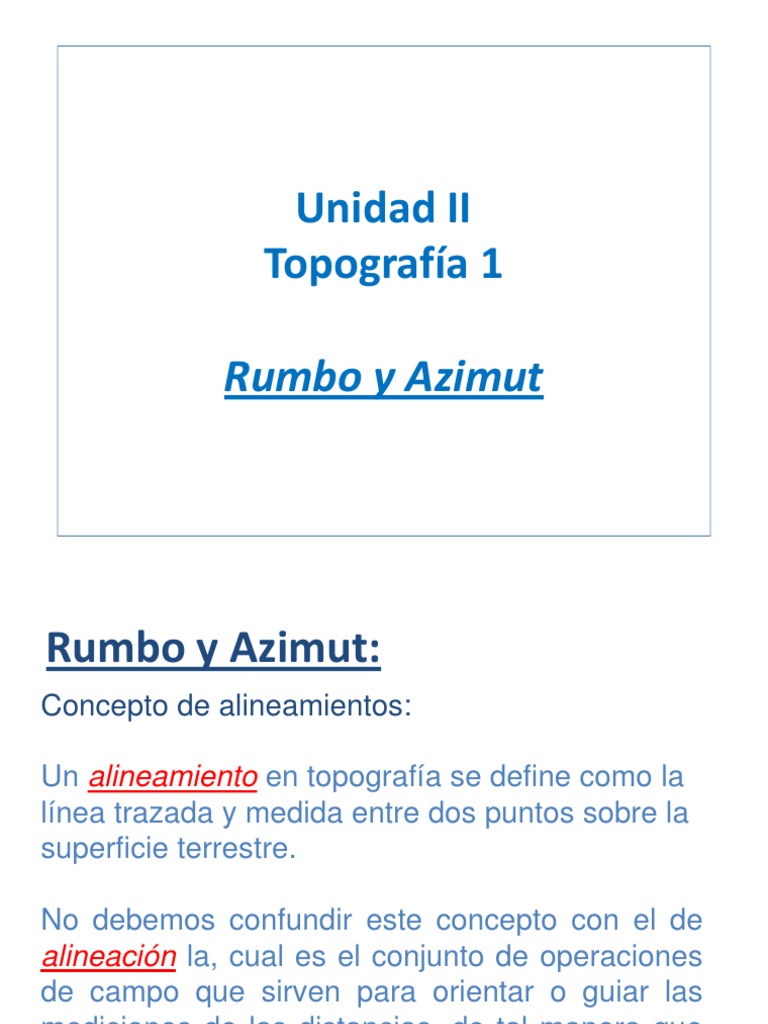 Rumbo y Azimut en Topografía | PDF | Azimut | Topografía