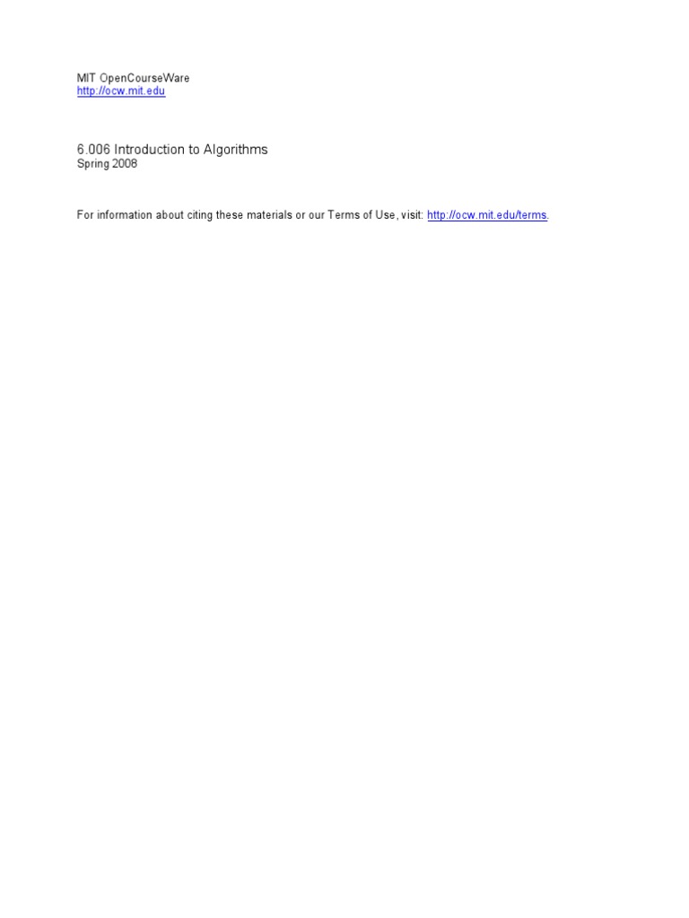 6.006 Introduction To Algorithms: Mit Opencourseware | PDF | Time Complexity | Discrete Mathematics