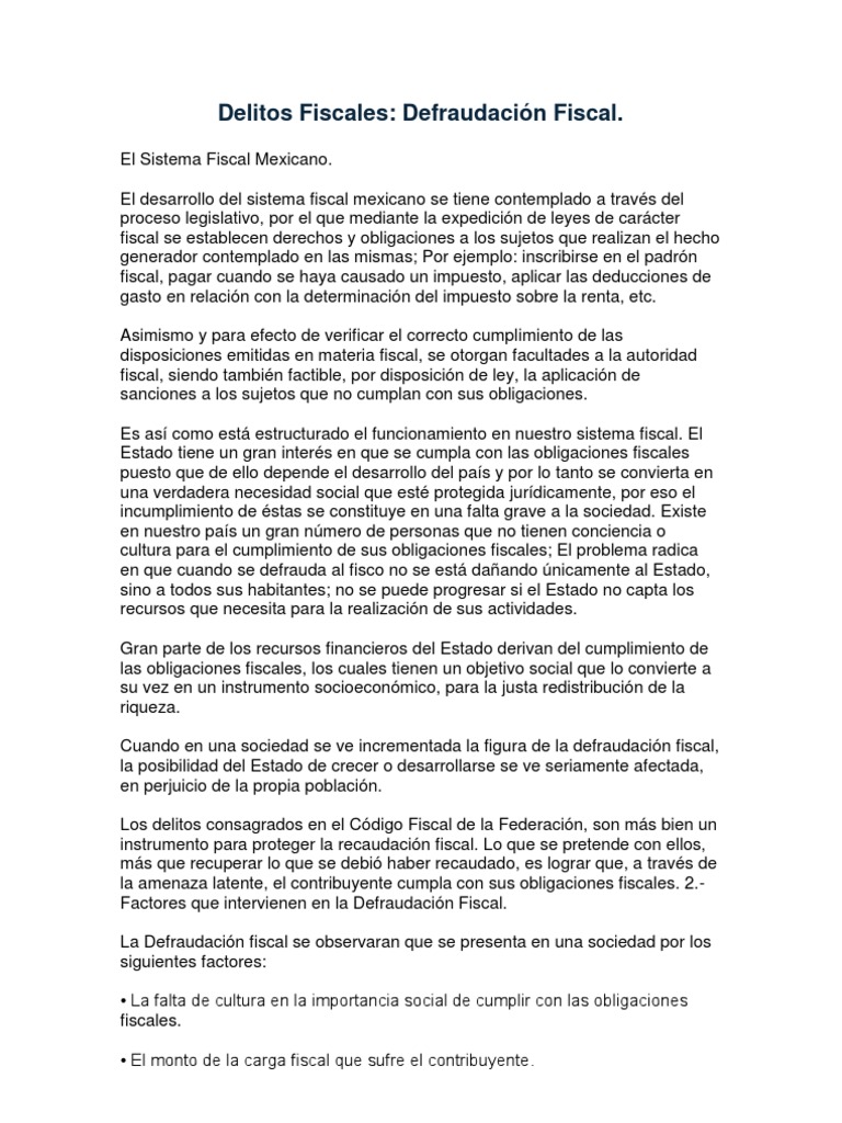 Original de Defraudacion Fiscal.2 | PDF | Delito | Intención (Derecho ...