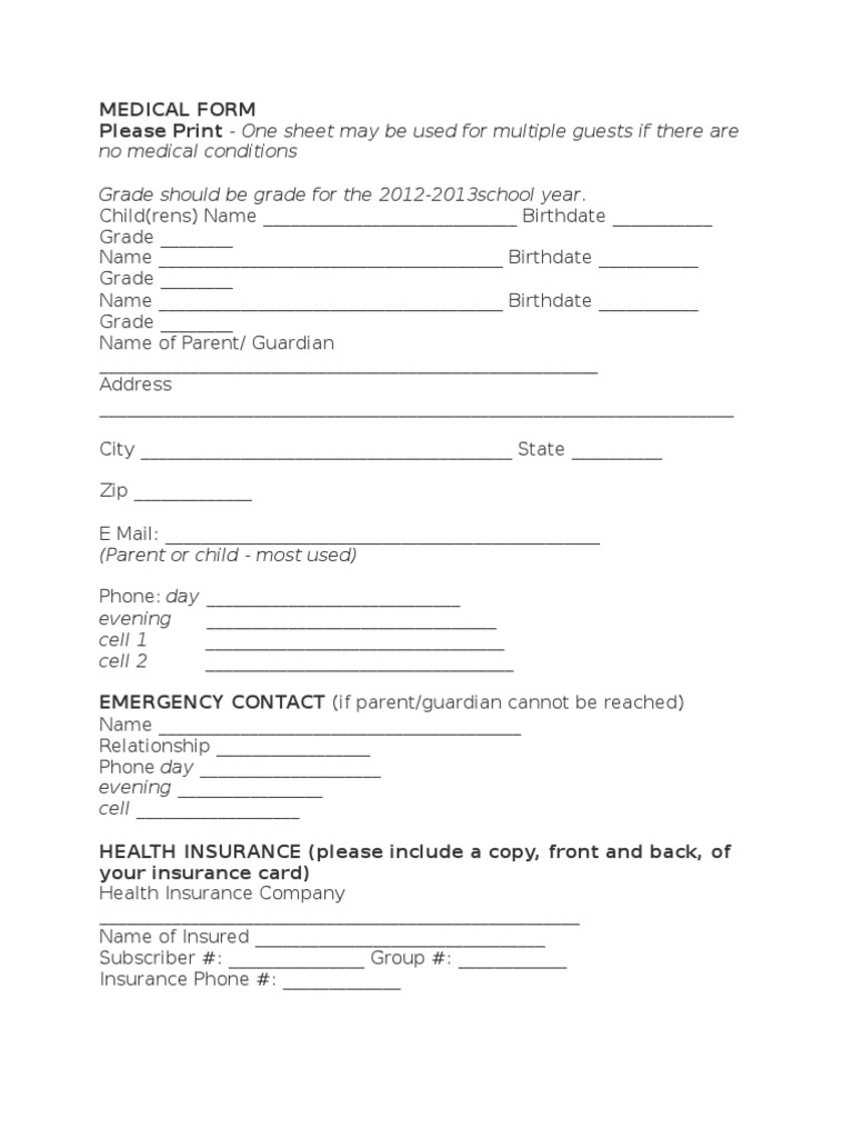 Medical Form | PDF | Career & Growth