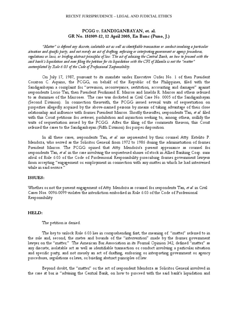 PCGG v. Sandiganbayan | PDF | Politics | Social Science