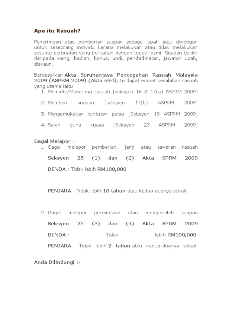 Apa Itu Rasuah | PDF
