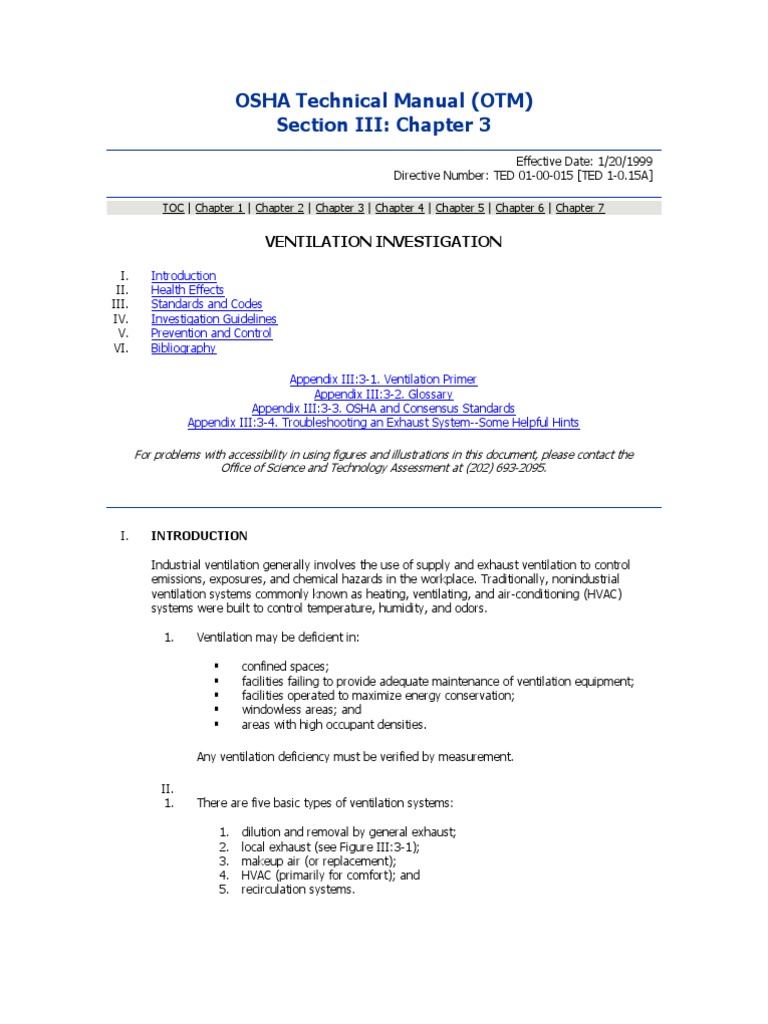 OSHA Technical Manual | PDF | Ventilation (Architecture) | Duct (Flow)