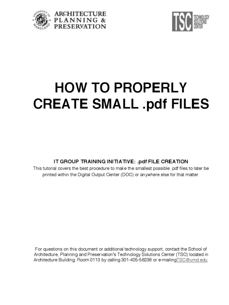 How To Properly Create Small .PDF Files: It Group Training Initiative ...