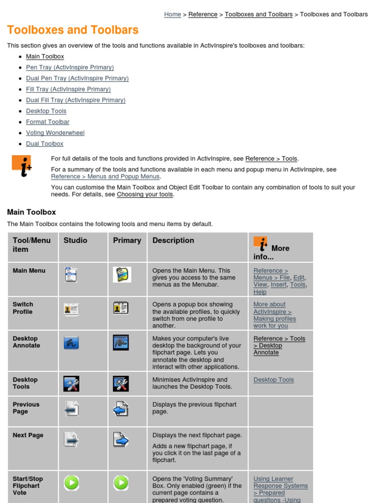 Toolboxes and Toolbars: Main Toolbox | PDF | Typefaces | Software