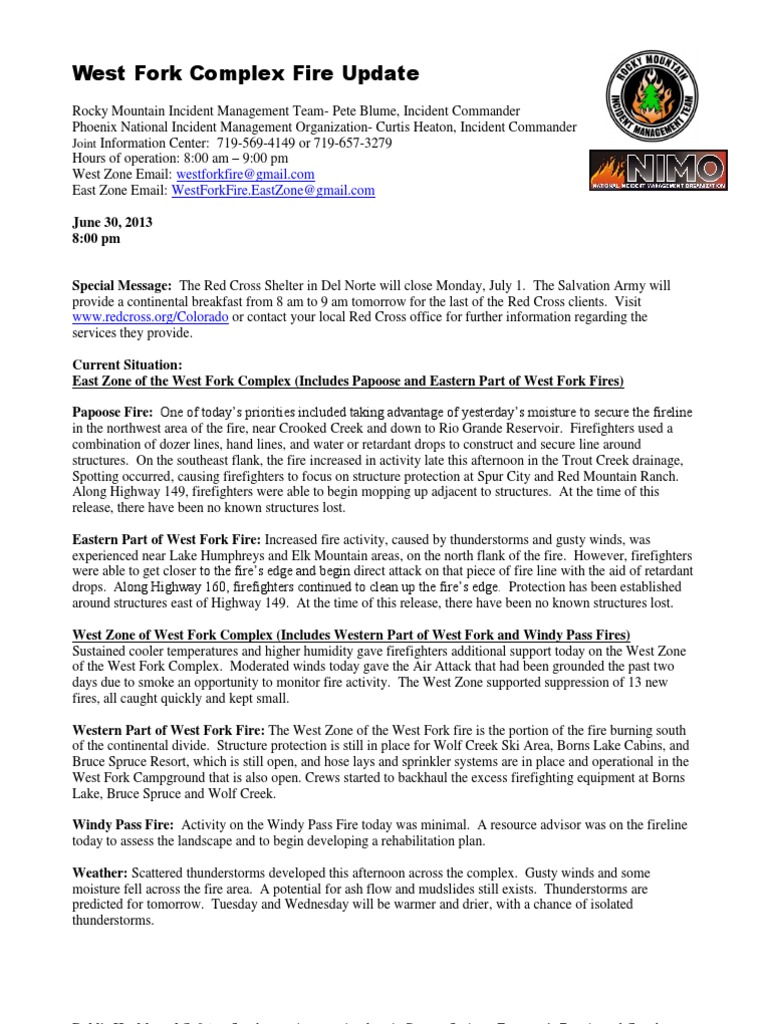 West Fork Complex Fire Update: Joint | PDF | Natural Disasters ...