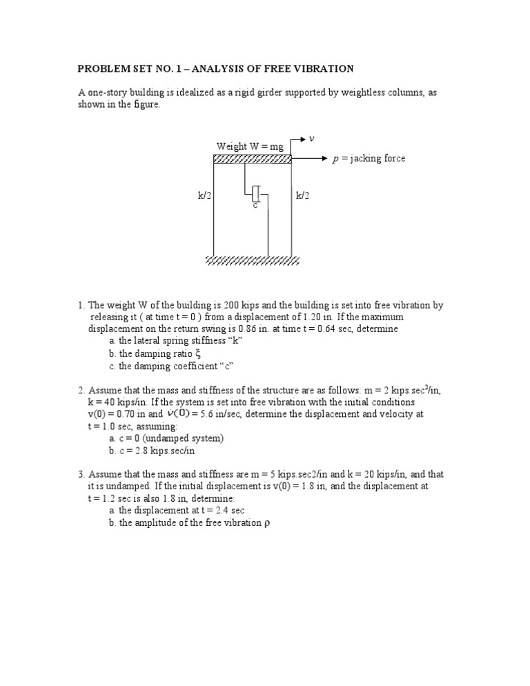 Free Vibration Analysis Problem Set | PDF | Science & Mathematics ...