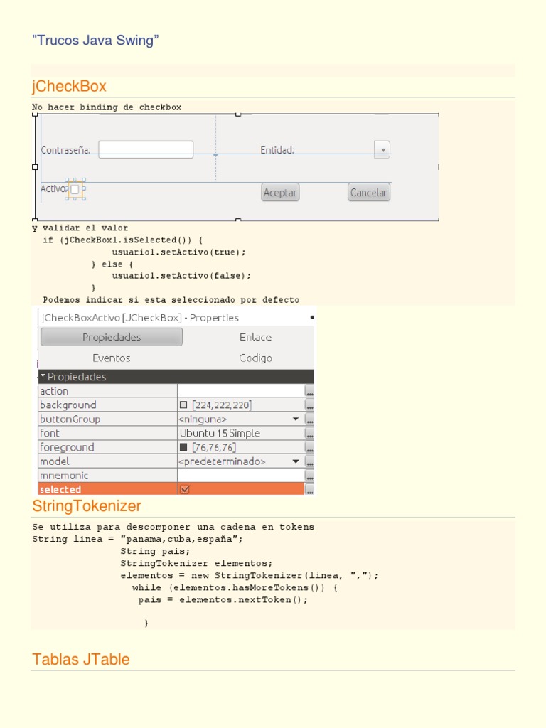 Trucos Java Swing | PDF | Java (lenguaje de programación) | Programación orientada a objetos