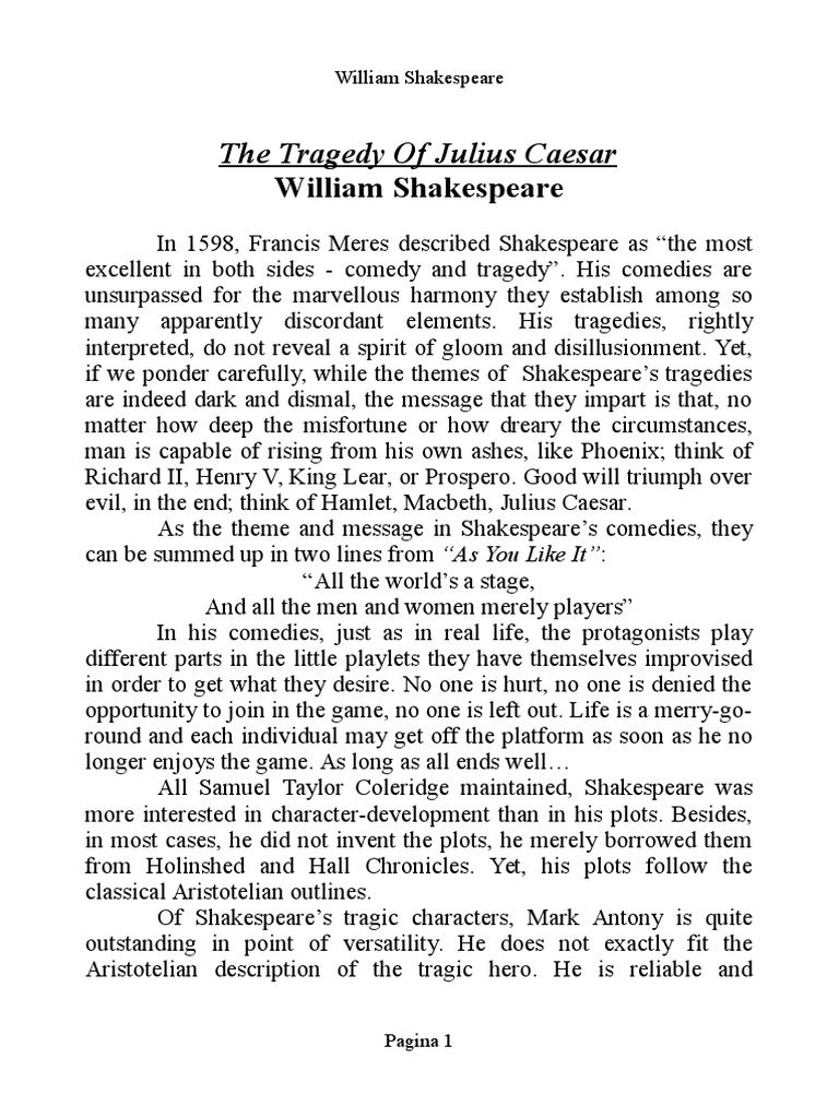 Julius Caesar William Shakespeare | PDF | Poetry | Leisure