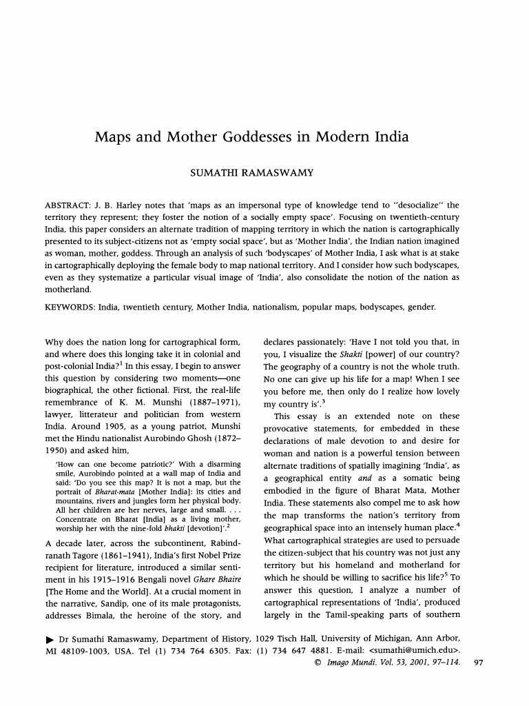 Maps Mother Godesses in Modern India | PDF | Cartography | Colonialism