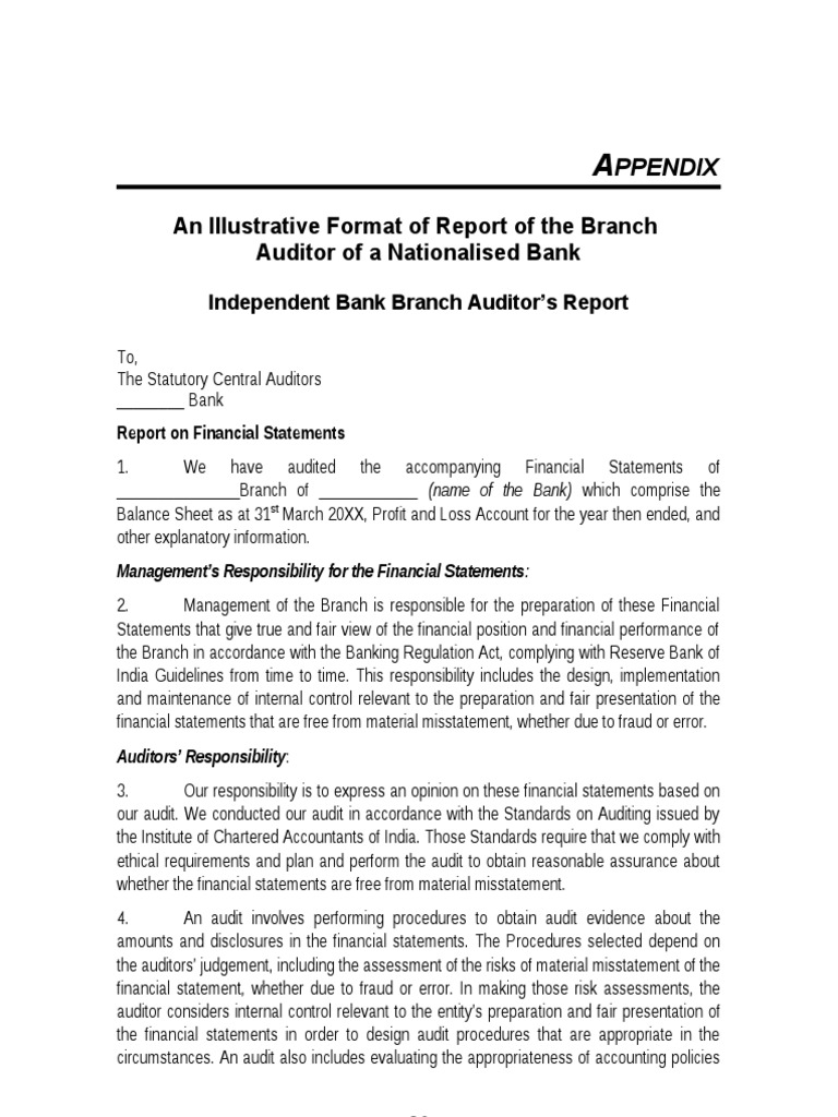 Illustrative Bank Branch Audit Format | PDF | Financial Audit | Audit