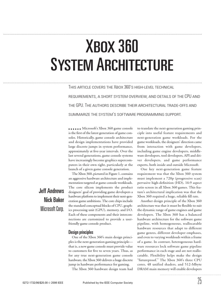 Xbox 360 System Architecture | PDF | Shader | Cpu Cache