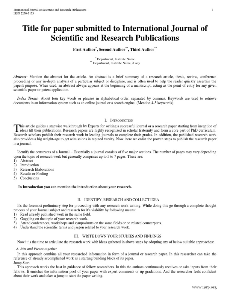 IJSRP Research Paper Submission Guide | PDF | Abstract (Summary ...