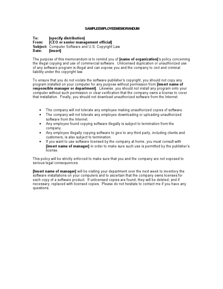 Sample Business Memo To Employees 18 Printable Internal Memo Format