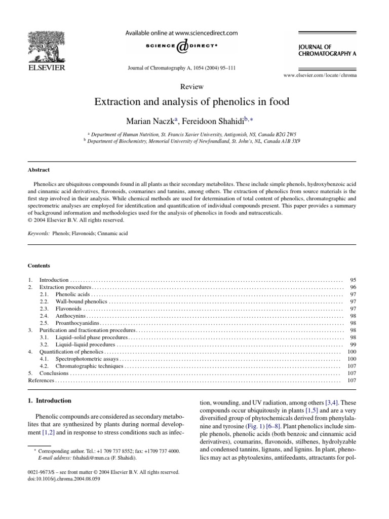 Extraction and Analysis of Phenolics in Food | PDF | Polyphenol | Phenols