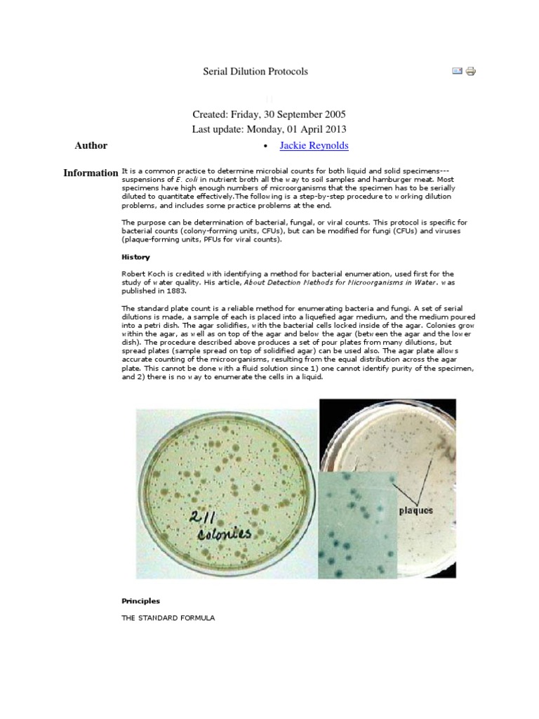 Serial Dilution Protocols | PDF | Colony Forming Unit | Growth Medium