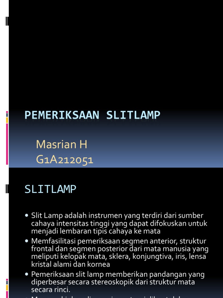 Pemeriksaan Slit Lamp untuk Mata | PDF
