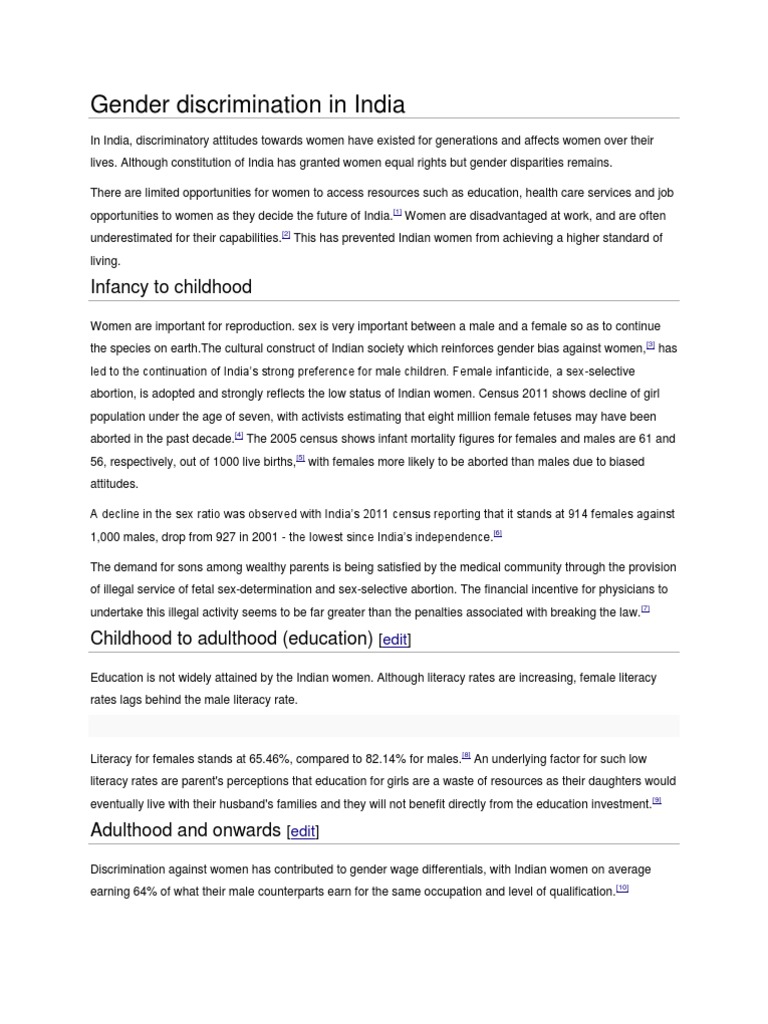 Gender Discrimination in India | PDF | Independent India | Politics Of ...