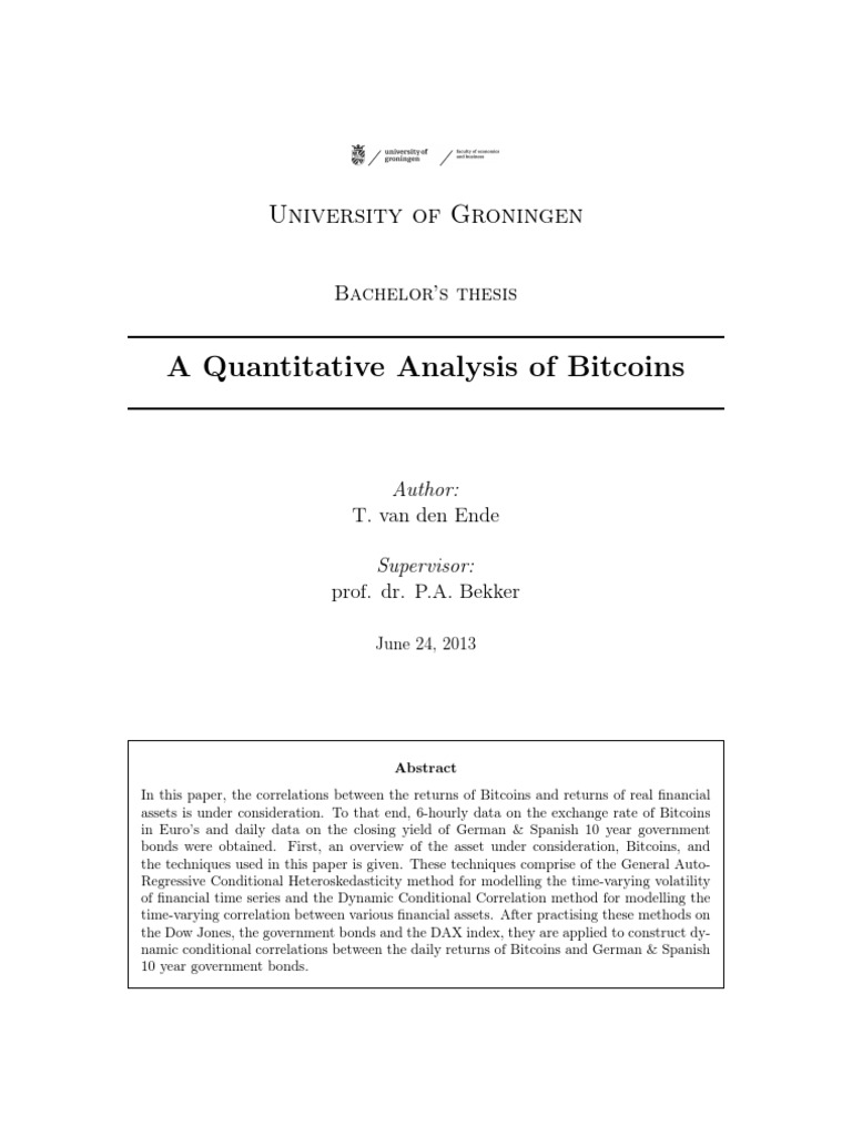A Quantitative Analysis of Bitcoins PDF | PDF | Akaike Information Criterion | Volatility (Finance)