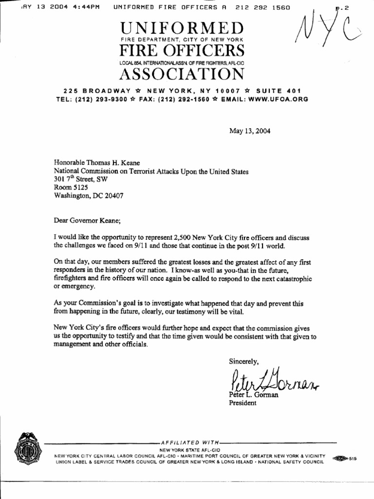 DM B5 New York City FDR - Letters From Fire Officers Associations ...