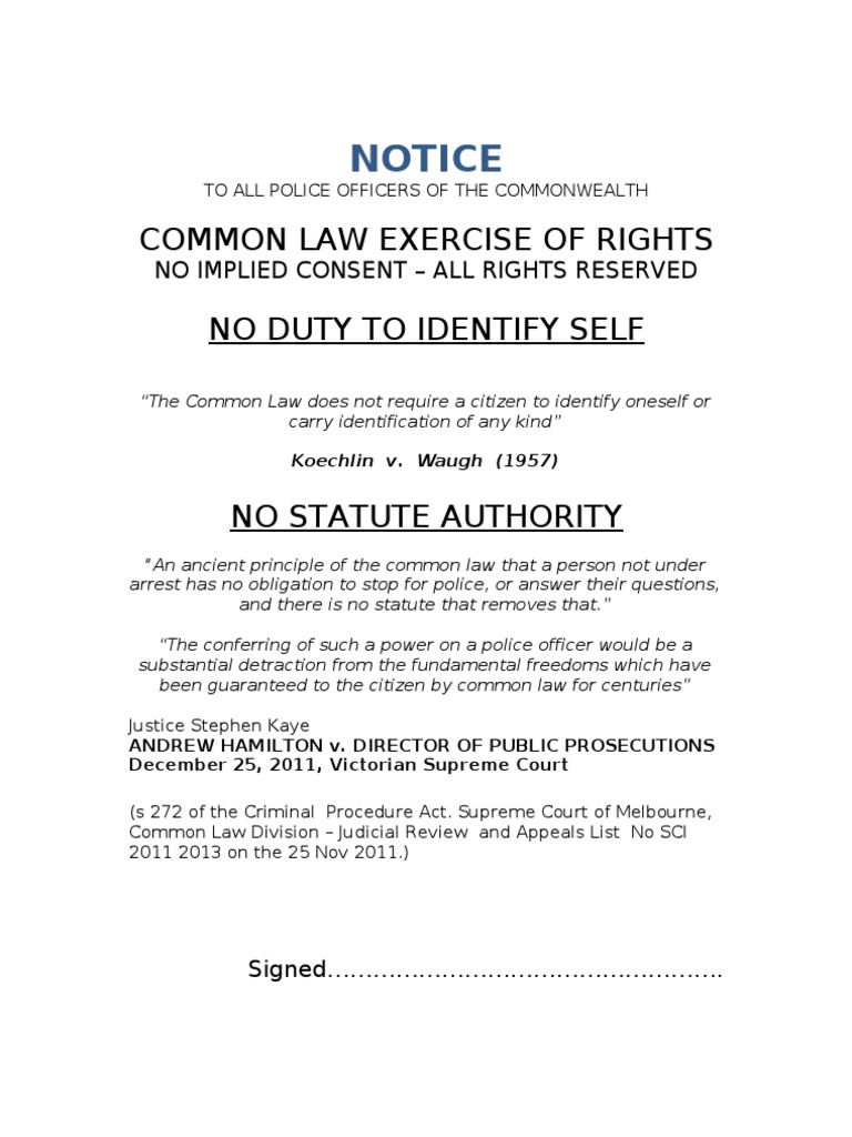 Notice To Commonweath Police | PDF | Law