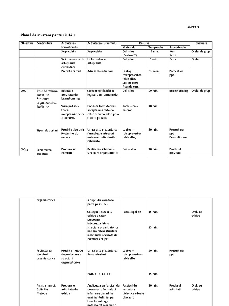 Plan de Invatare | PDF