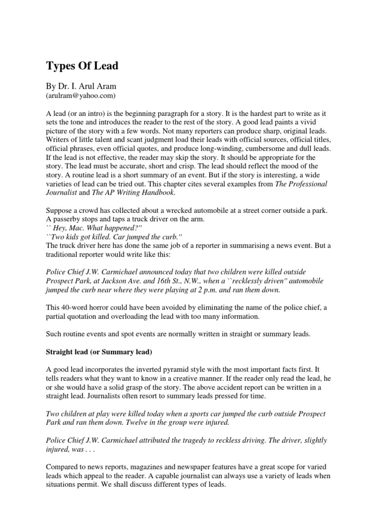 Types of Lead | PDF | News