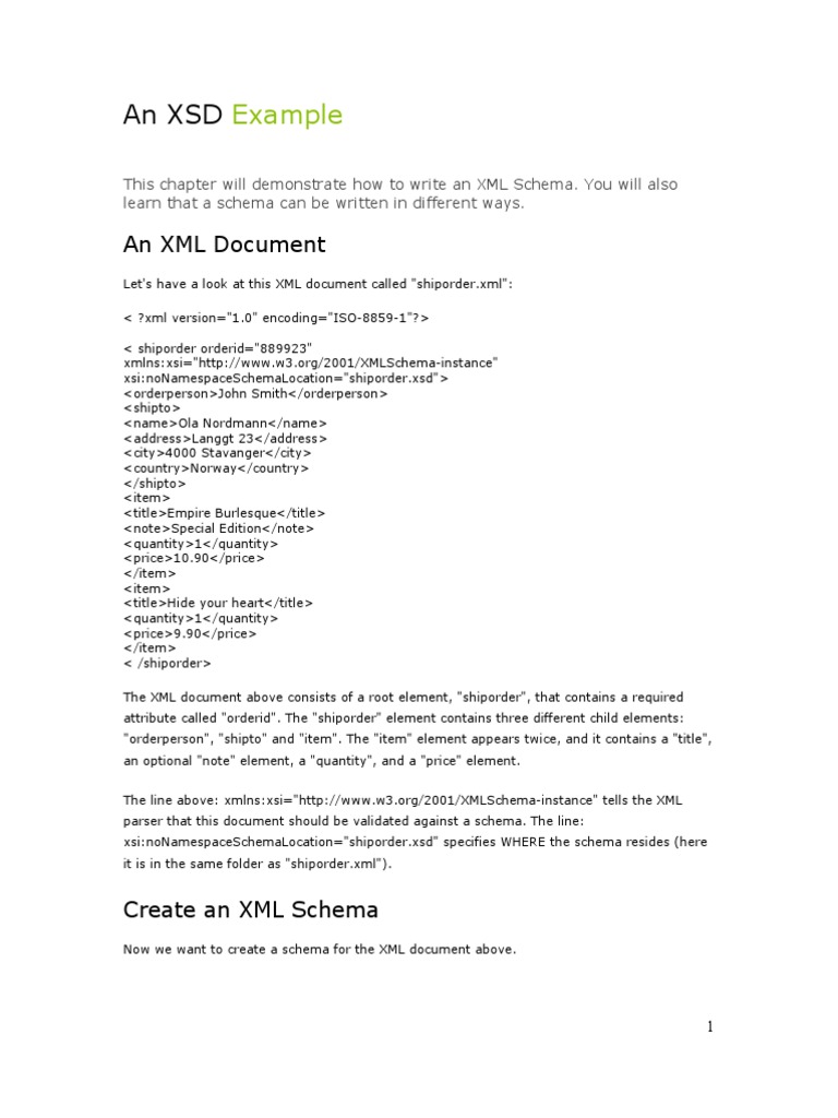 An XSD Example | PDF