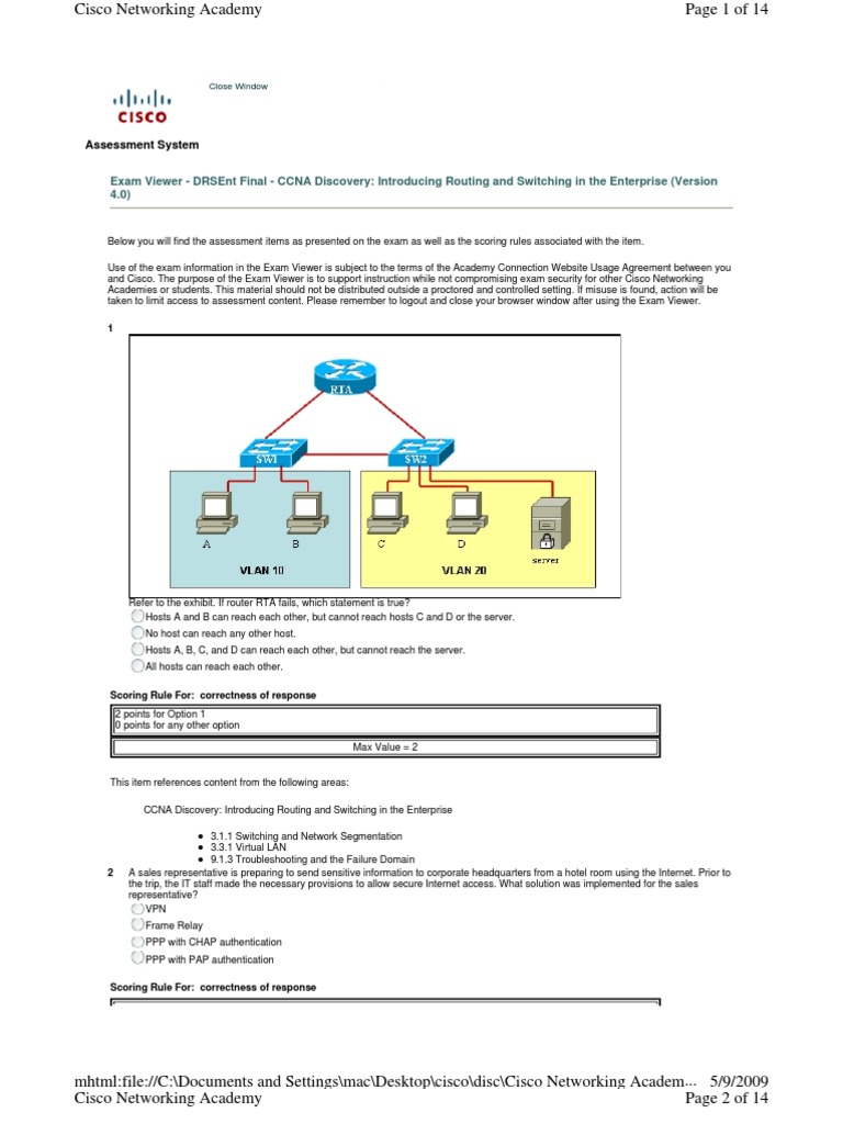 Ccna Discovery40 Final 3rd Module Pdf Router Computing