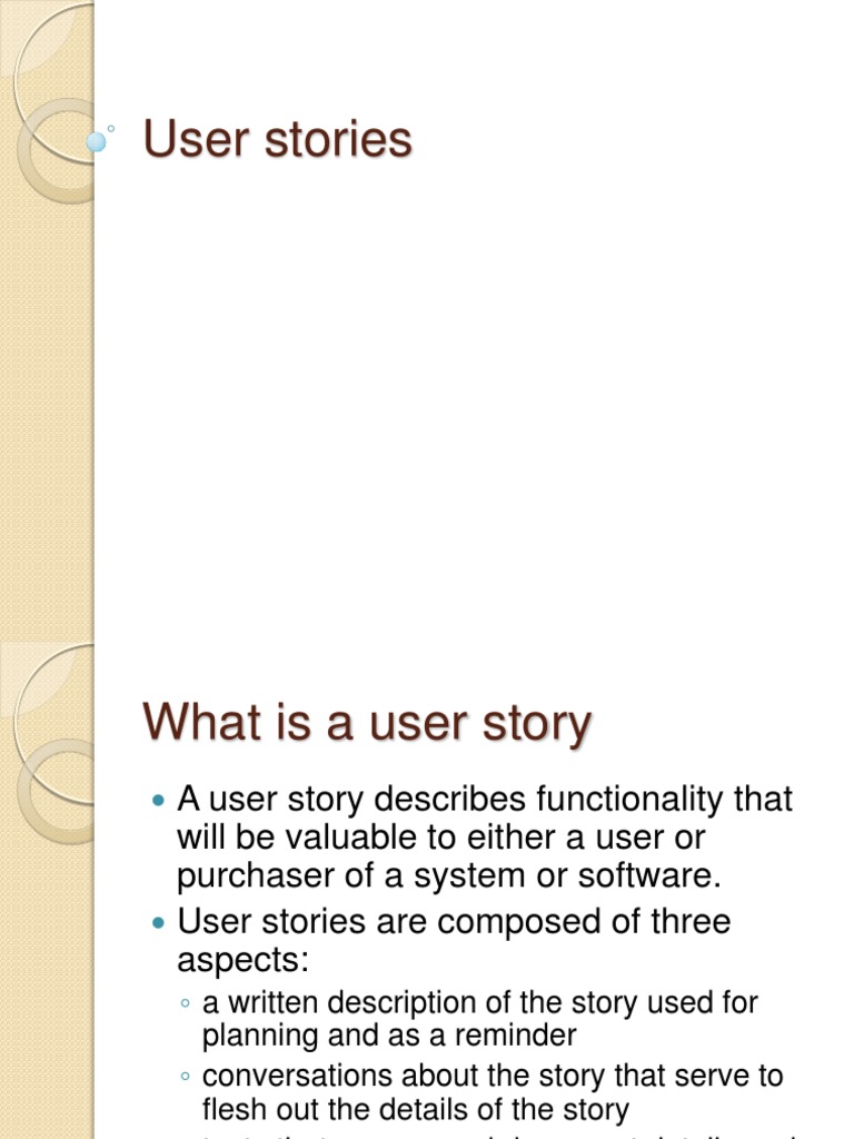 User Stories Presentation | Download Free PDF | Agile Software ...