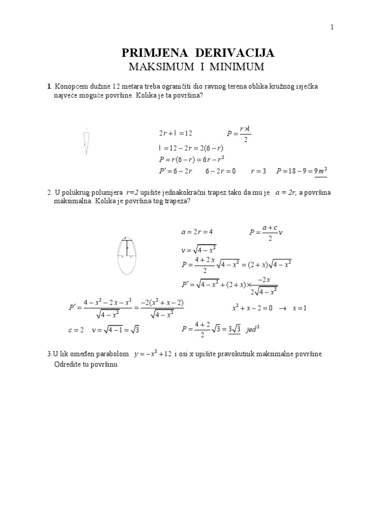 Primjena Derivacija | PDF