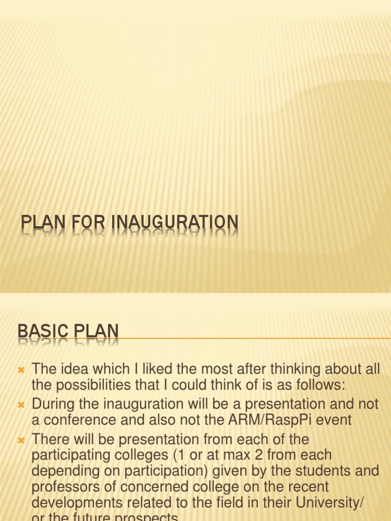 Plan For Inauguration | PDF | Business