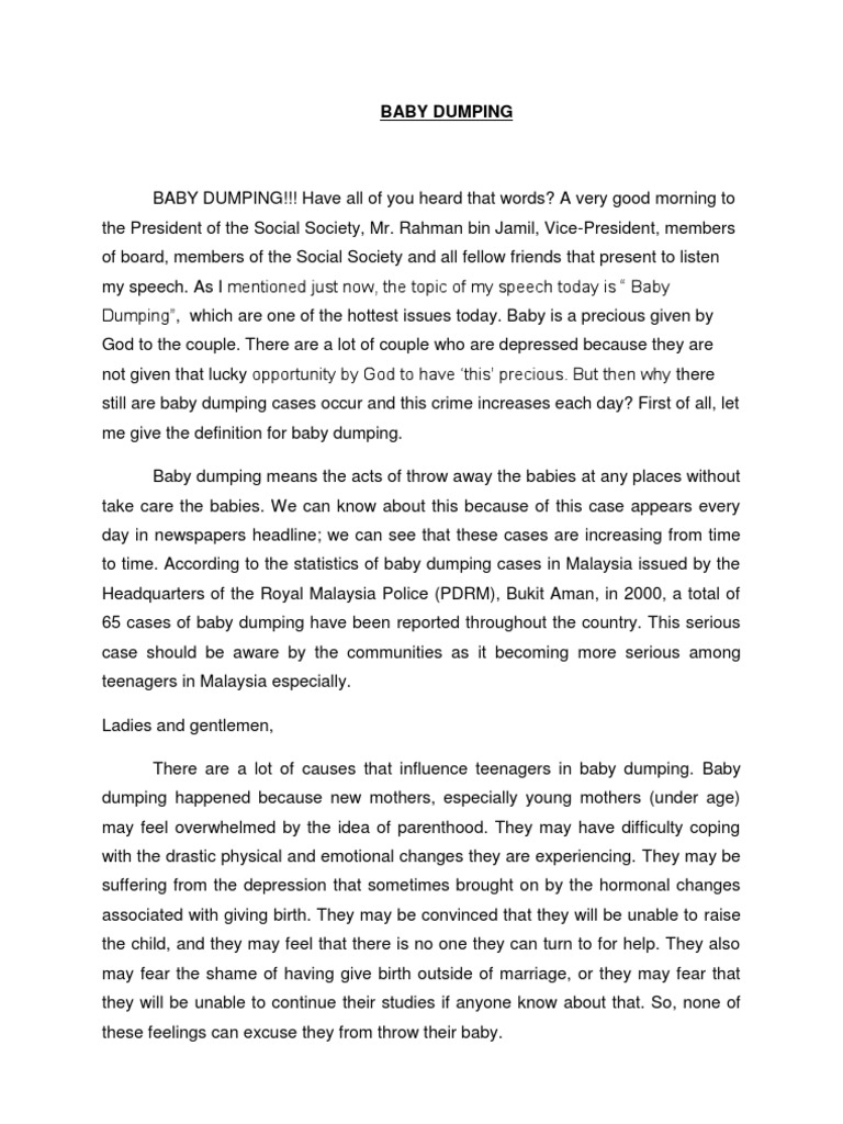 Baby Dumping | PDF | Wellness