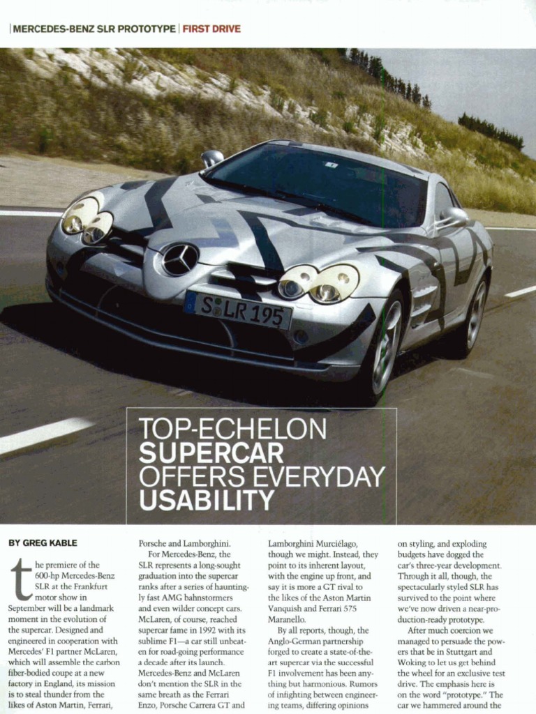 This Week in 2003: Mercedes-Benz SLR Prototype First Drive Review | PDF ...