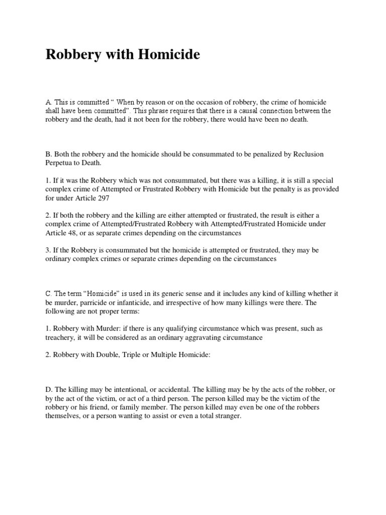 Robbery With Homicide | PDF | Robbery | Homicide