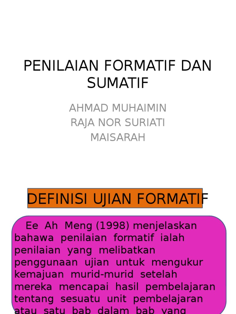 Penilaian Formatif Dan Sumatif | PDF