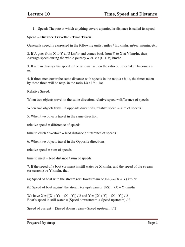 Calculating Speed, Time and Distance Traveled Based on Various ...