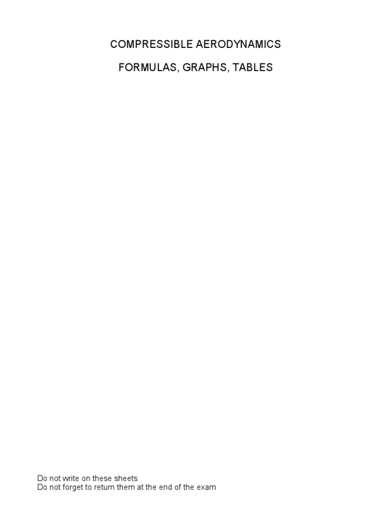 Compressible Aerodynamics Formulas, Graphs, Tables | PDF