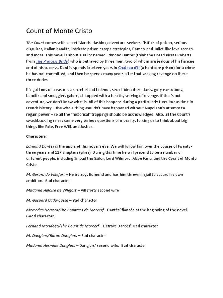 Count of Monte Cristo Lesson Plan | PDF | The Count Of Monte Cristo ...