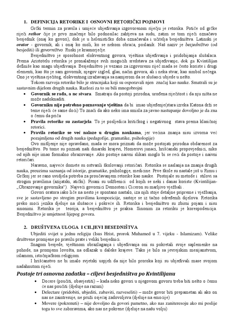 Retorika, Manja Skripta | PDF