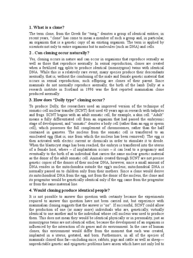 What Is A Clone? | PDF | Cloning | Biological Interactions