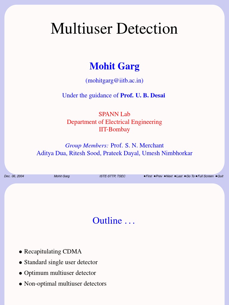 Multi User Detection | PDF | Code Division Multiple Access | Telecommunications Engineering