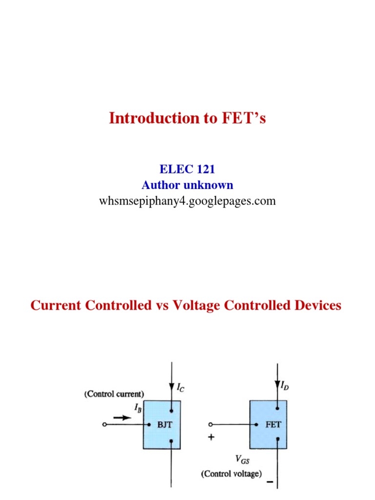 Introduction To FET's: ELEC 121 Author Unknown | PDF | Field Effect ...