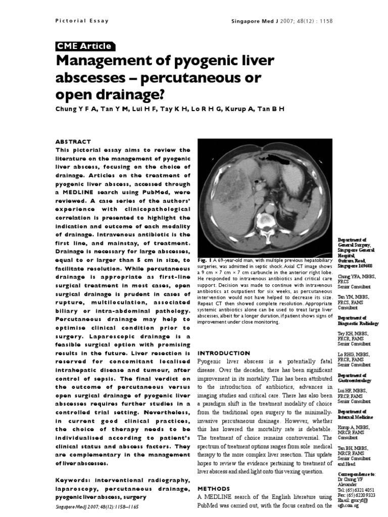 Management of Pyogenic Liver Abscesses - Percutaneous or Open Drainage ...